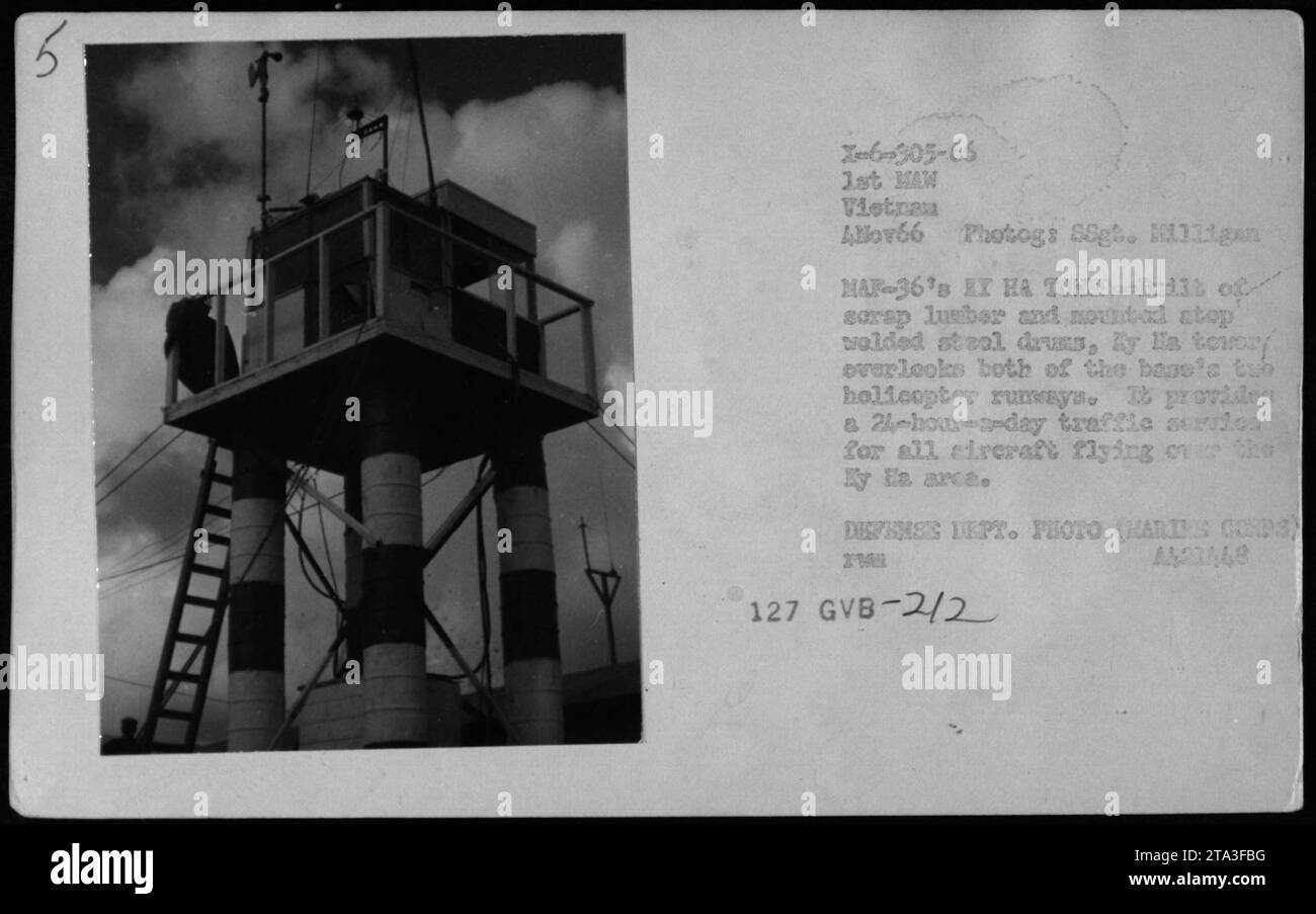 Aerial view of a helicopter base in Vietnam, taken on November 4, 1966 ...