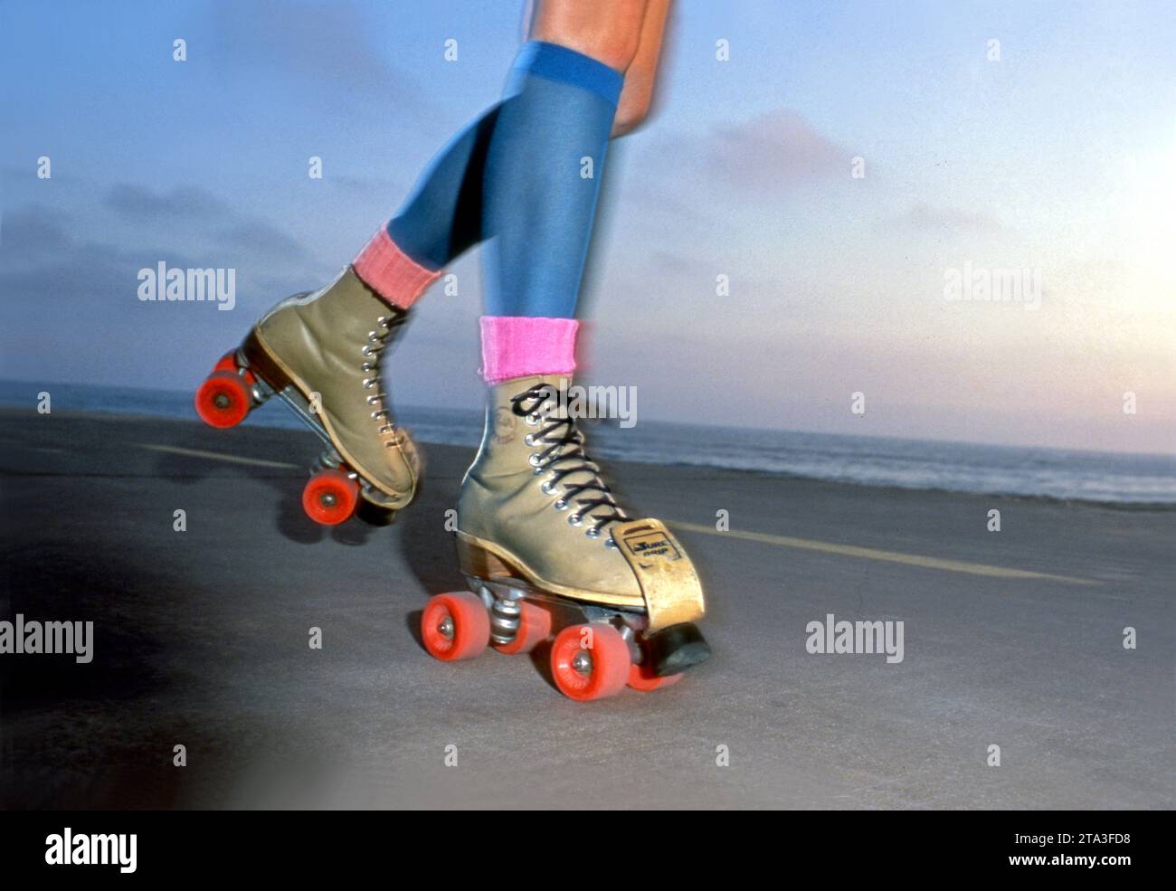 Roller skating on bike path at Venice Beach, California, USA Stock ...