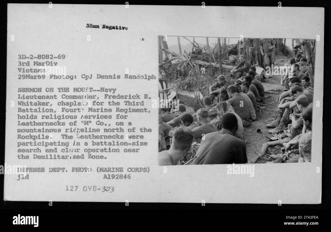 Navy Lieutenant Commander Frederick E. Whitaker, chaplain for the Third ...