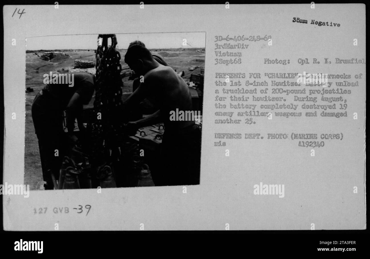 - Marines from the 1st 8-inch Howitzer Battery unloading a truckload of ...