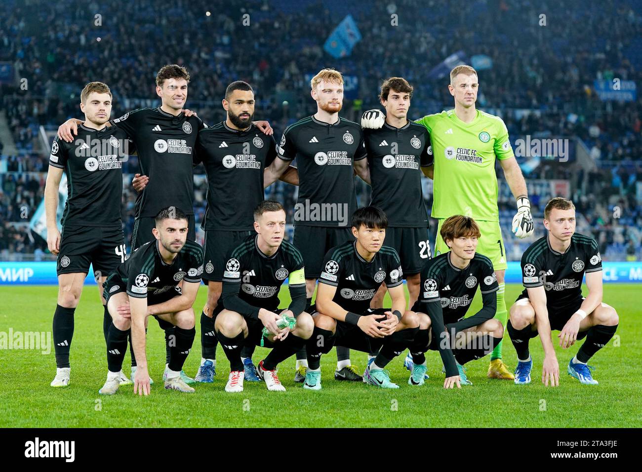 Rome, Italy. 28th Nov, 2023. Celtic FC line up during the UEFA ...