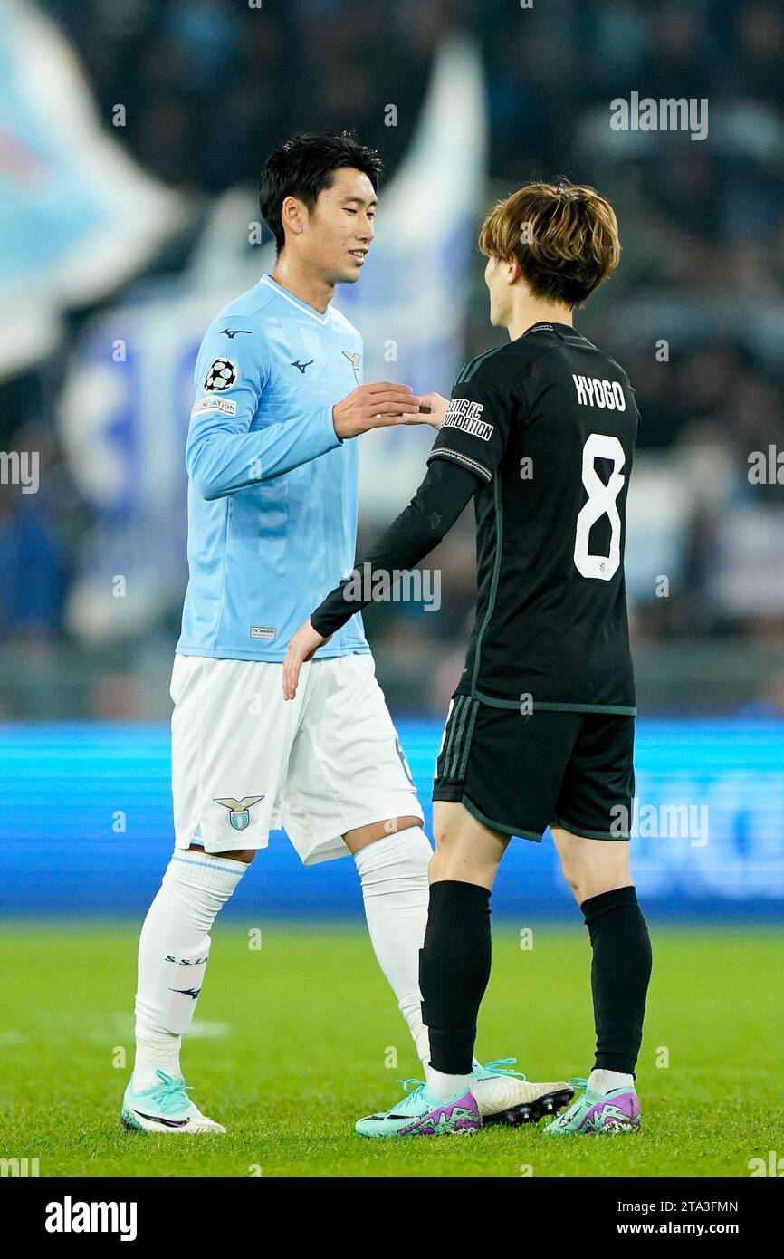 Rome, Italy. 28th Nov, 2023. Daichi Kamada of SS Lazio shakes hands ...