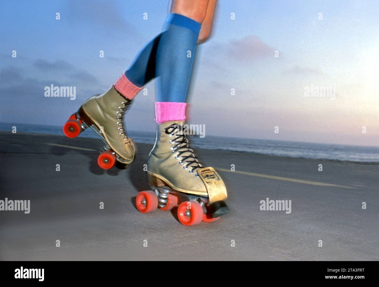 Roller skating on bike path at Venice Beach, California, USA Stock ...