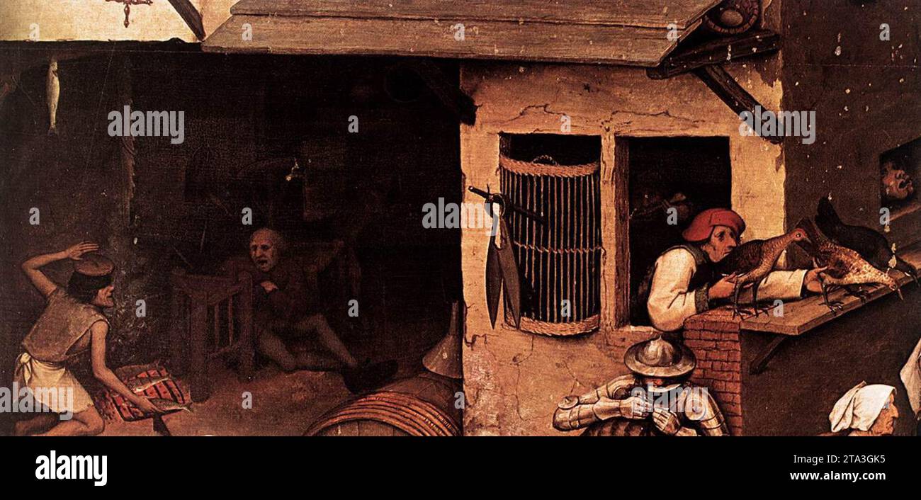 Netherlandish Proverbs (detail) 1559 by Pieter The Elder Bruegel Stock ...