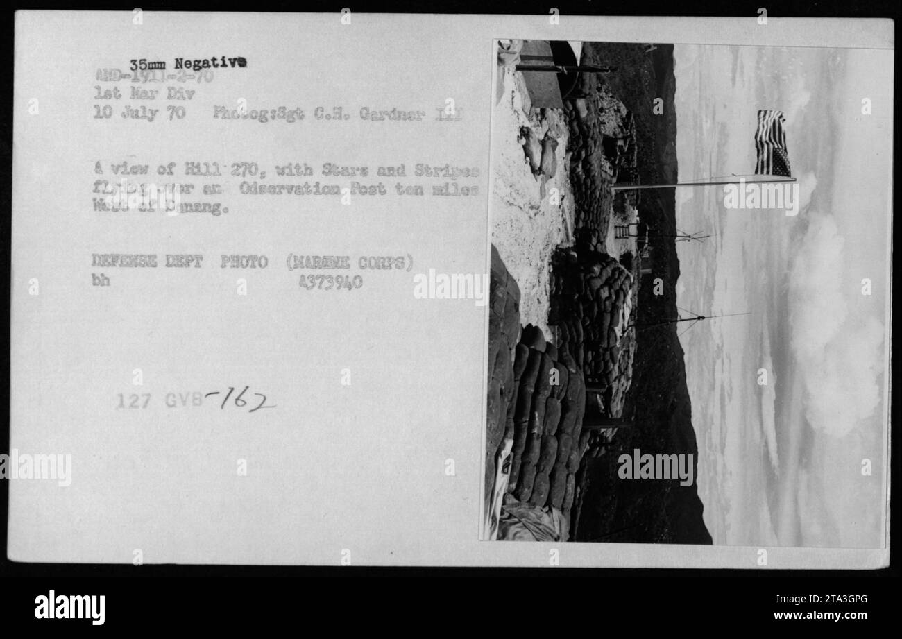 "Observation post near Danang, July 10, 1970. A view of Hill 270 with ...