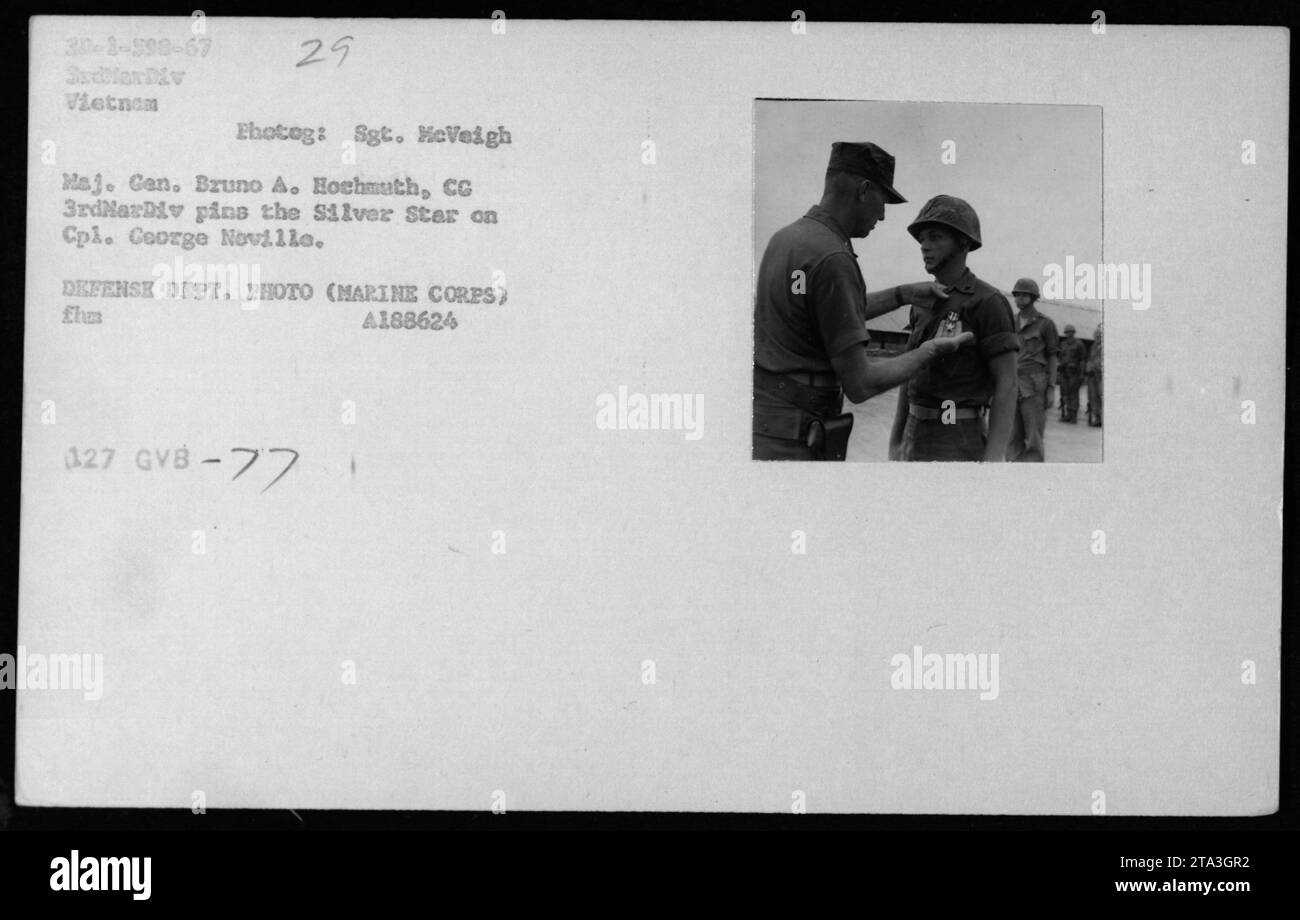 Major General Bruno A. Hochmuth awards the Silver Star to Corporal ...
