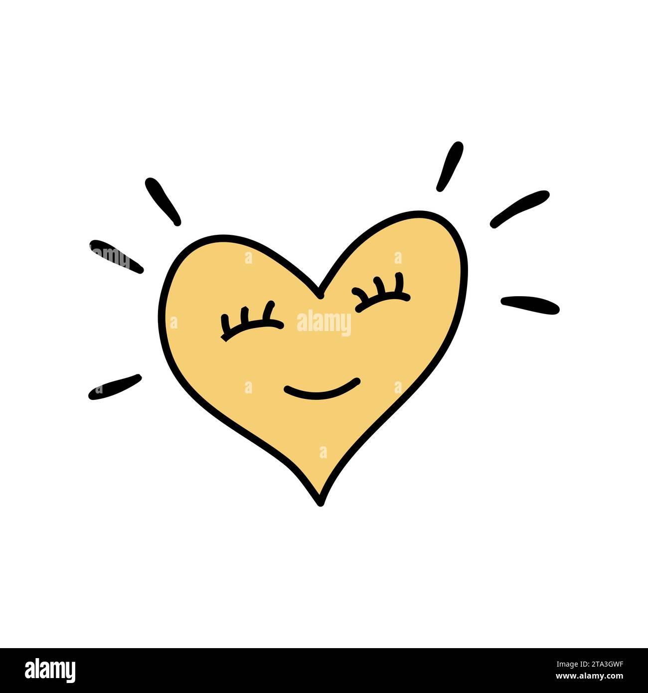 Sweet heart smiling, doodle vector illustration Stock Vector Image ...