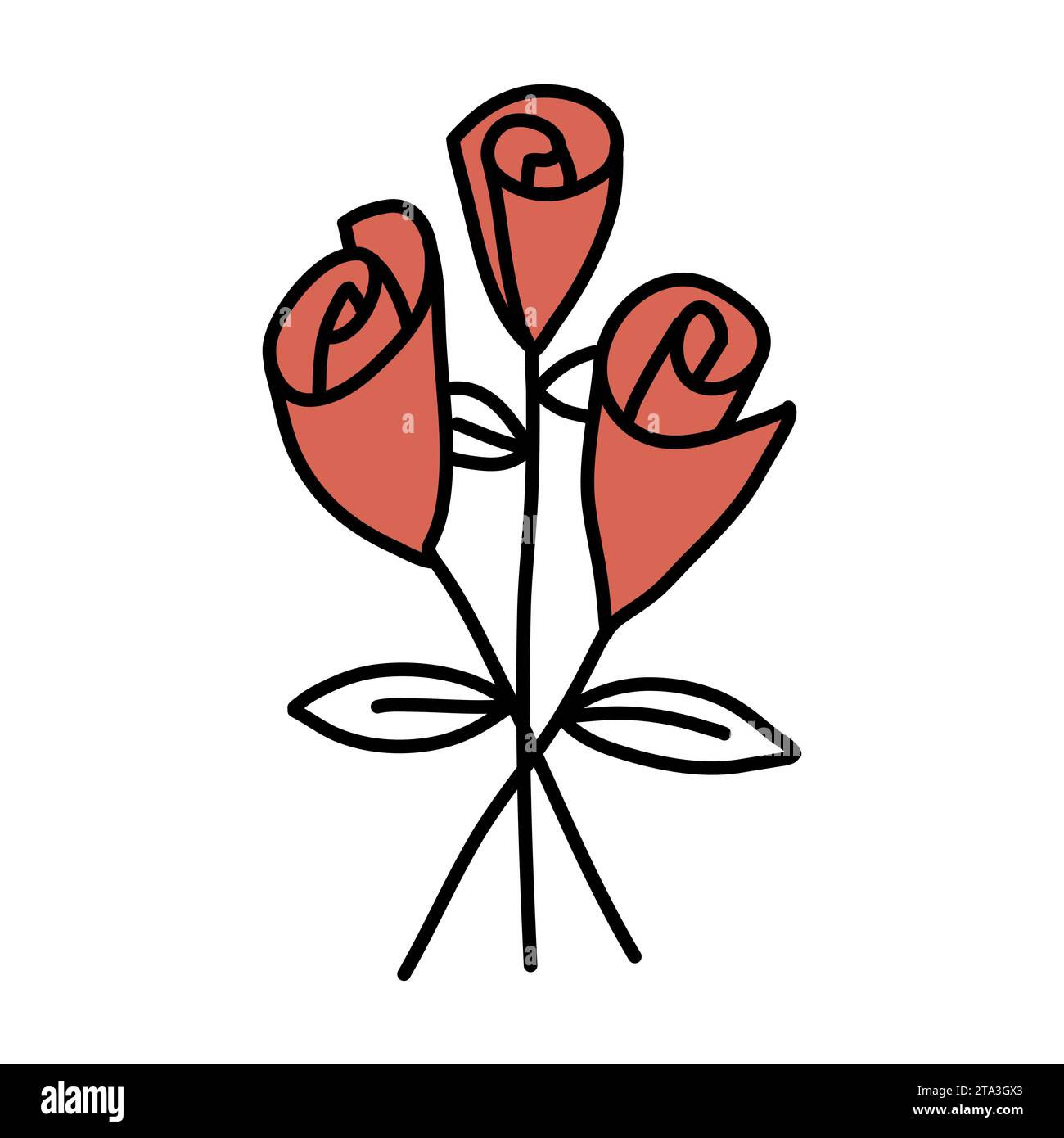 Three roses bouquet doodle vector illustration Stock Vector Image & Art ...