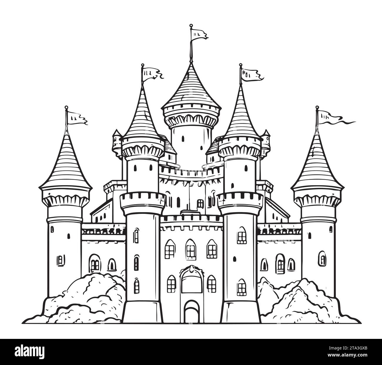 Medieval castle illustration Cut Out Stock Images & Pictures - Alamy