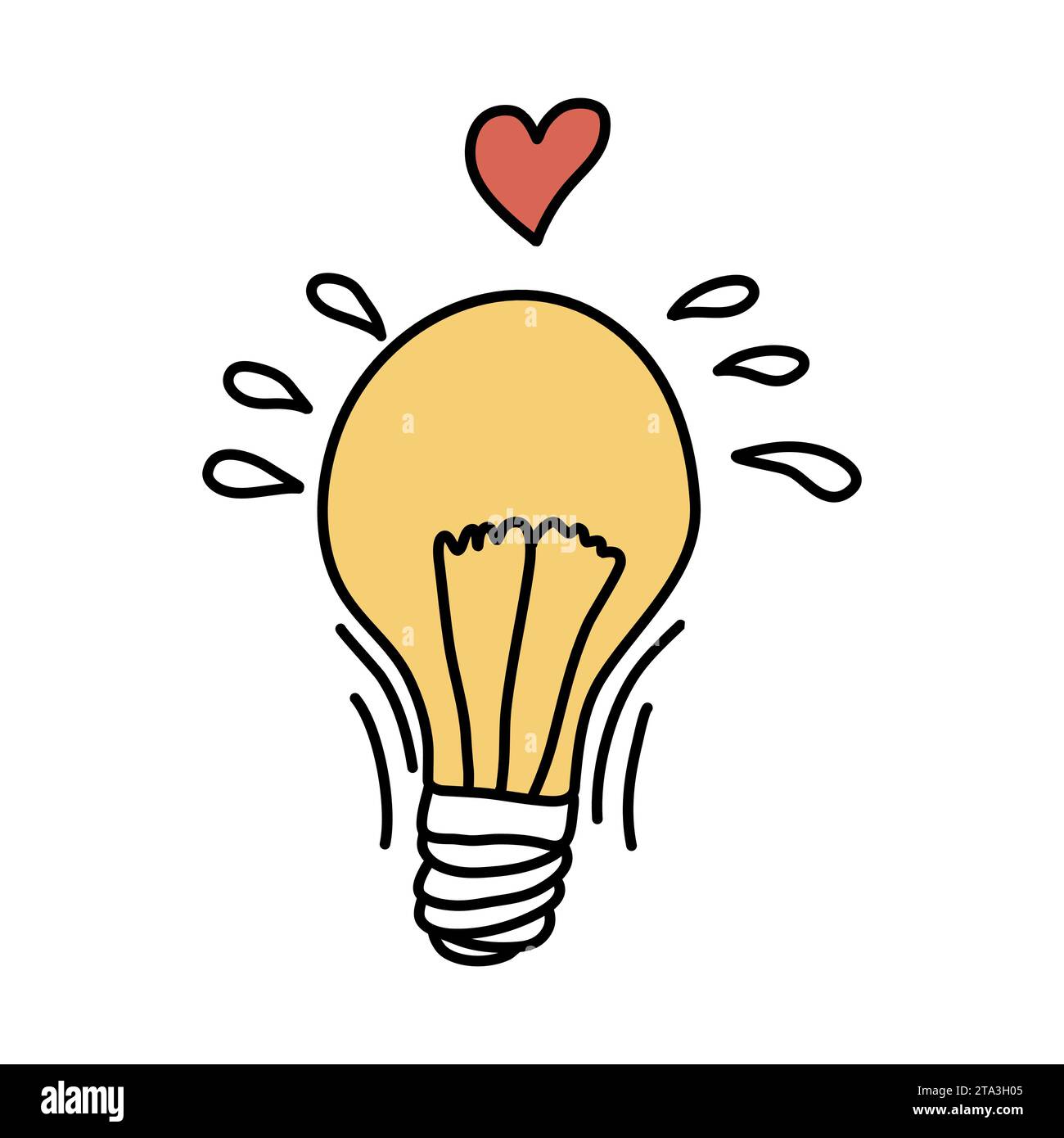 Light bulb with a heart above, doodle vector illustration Stock Vector ...