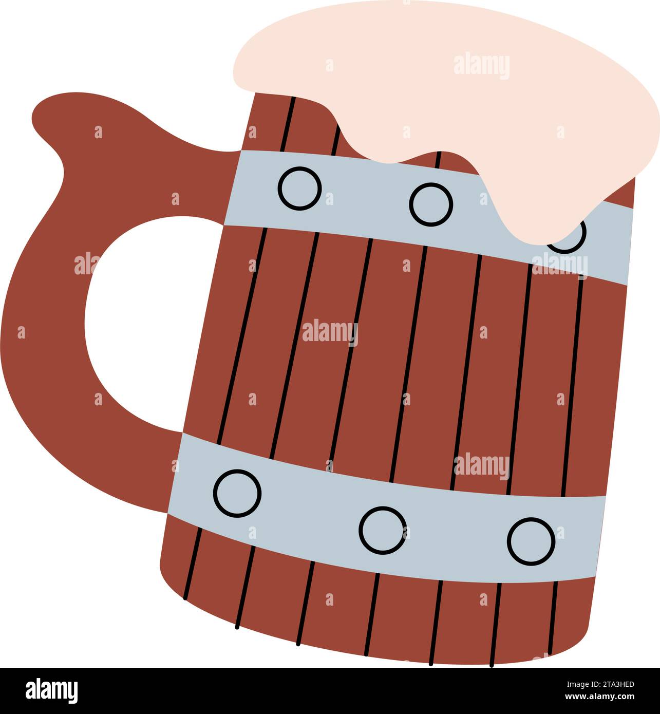 Beer wooden mug. Beer pub product. Brewing process, brewery factory ...