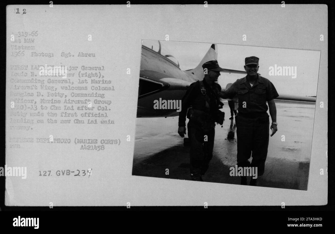 On December 1, 1966, Major General Loulo B. Roberts greets Colonel ...