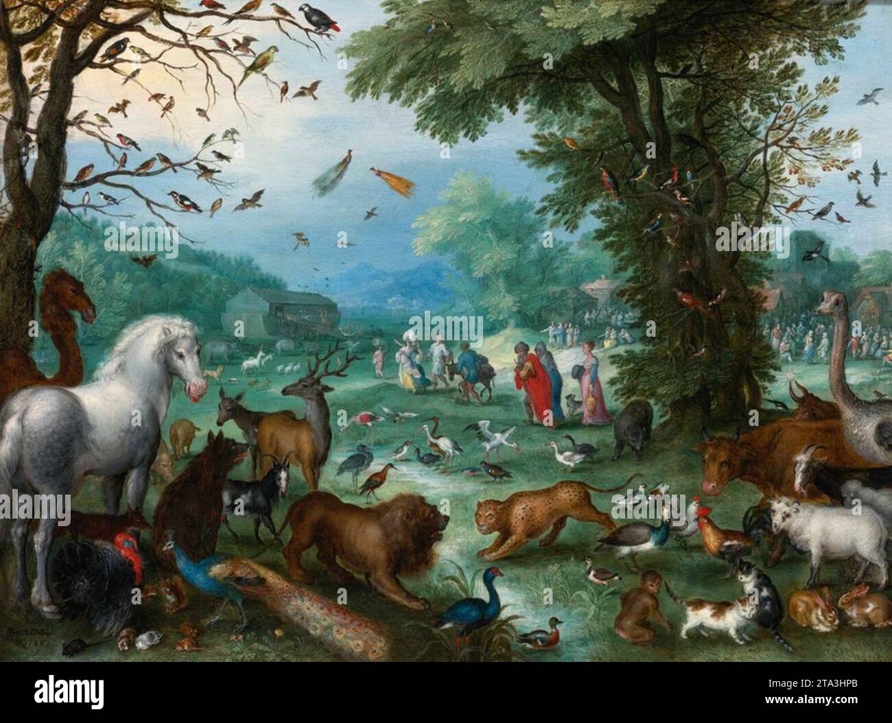 Paradise Landscape with the Animals Entering Noah's Ark 1596 by Jan The ...