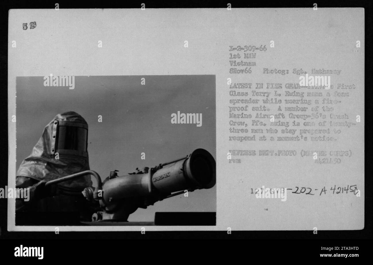 Caption: Private First Class Terry Lo, a member of the Marine Aircraft ...