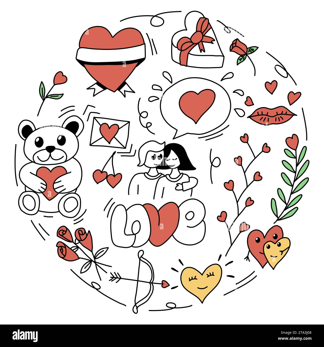 Romantic doodle for Valentines Day, vector illustration Stock Vector ...