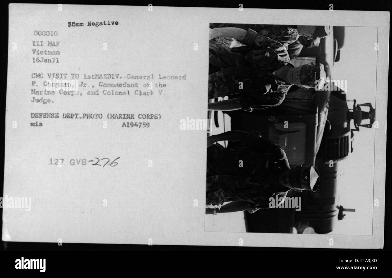 General Leonard F. Chapman, Jr., Commandant of the Marine Corps, and ...