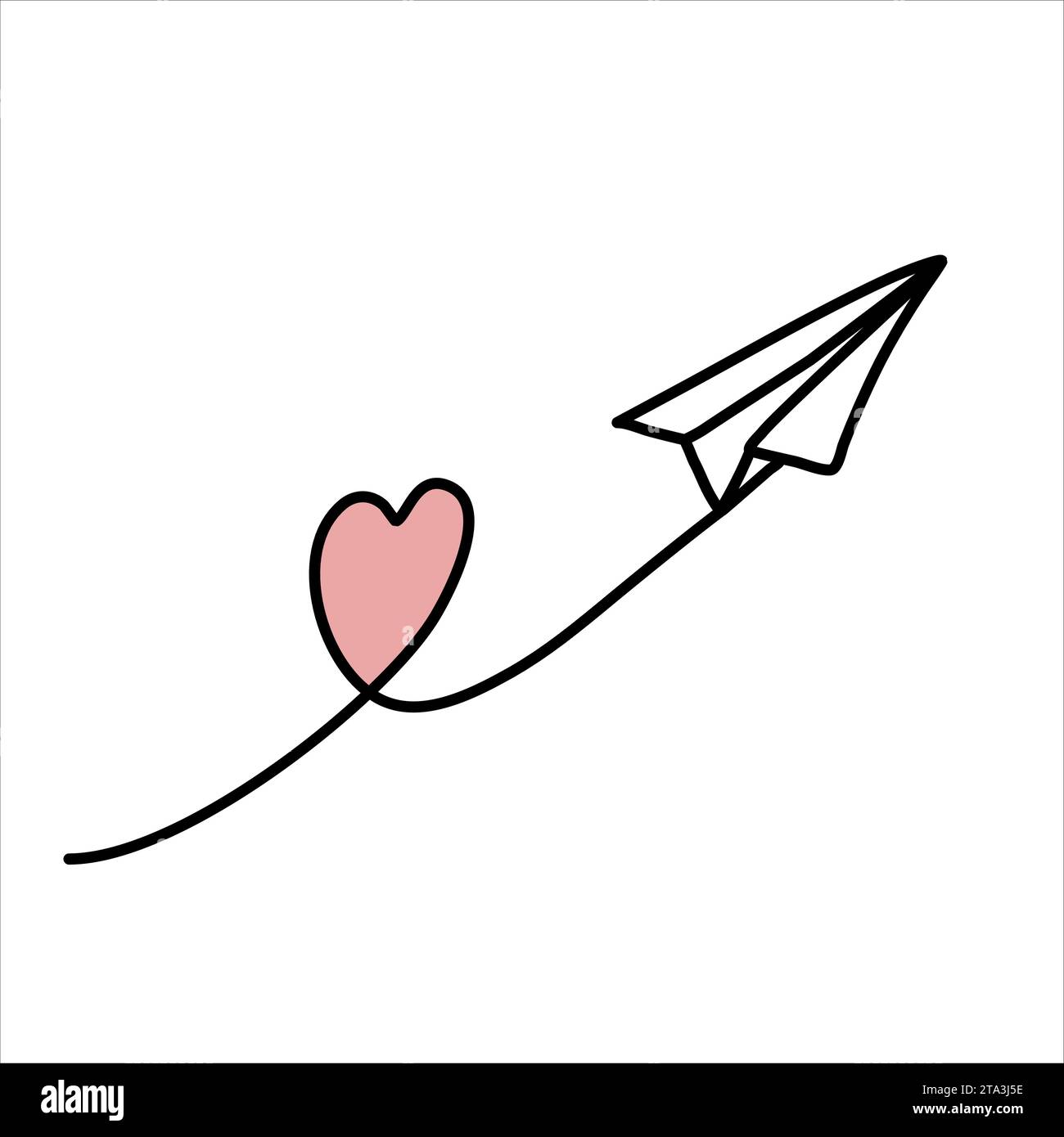 Paper airplane with love message, vector doodle illustration Stock ...