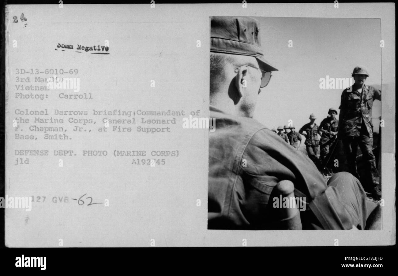 Colonel Barrows briefing General Leonard F. Chapman, Jr., Commandant of ...