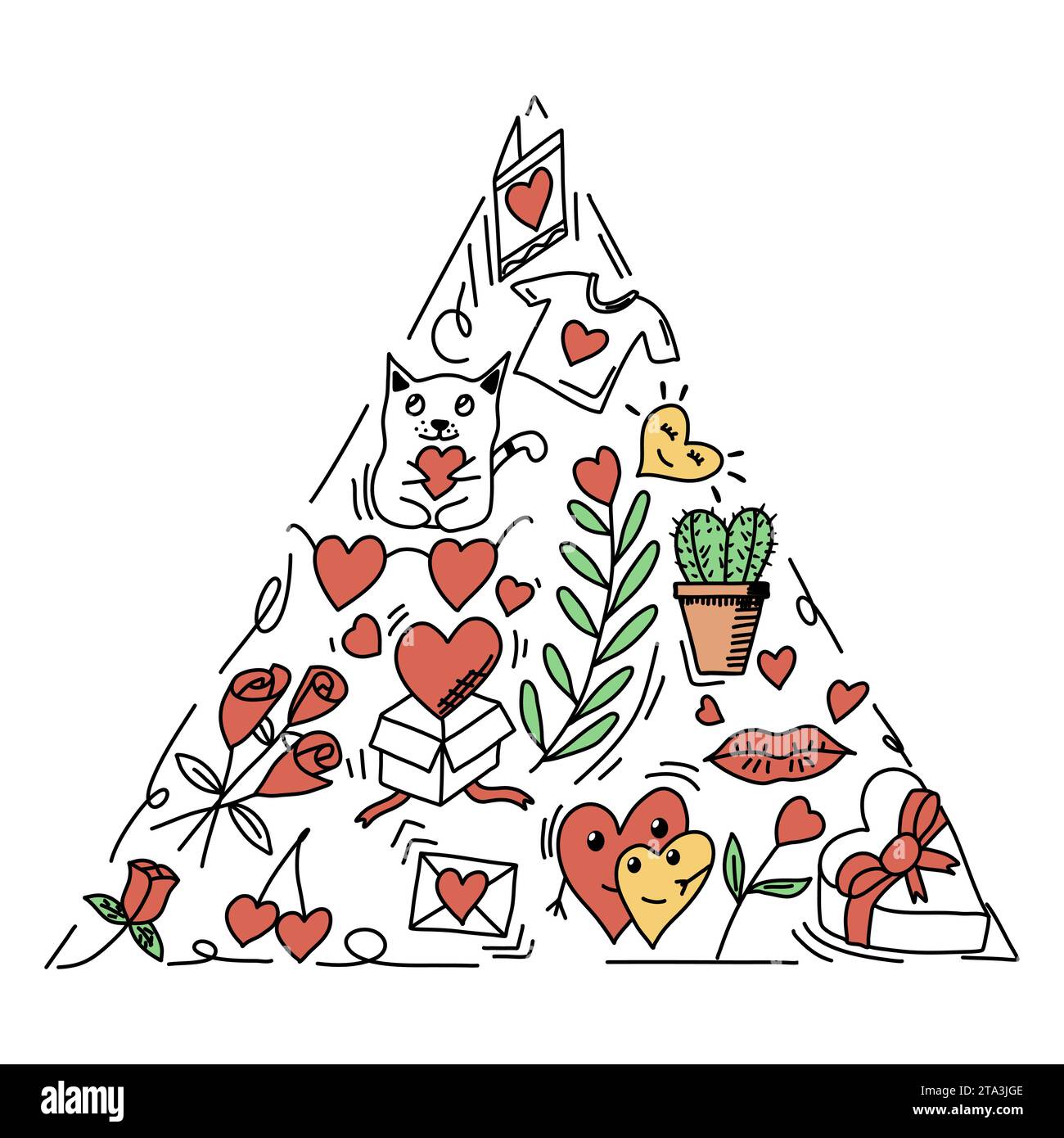 Romantic doodle for Valentines Day, vector illustration Stock Vector ...