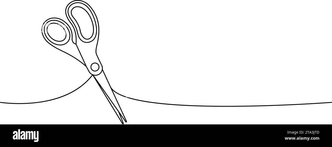 School scissor, office supplies one line continuous drawing. Back to ...