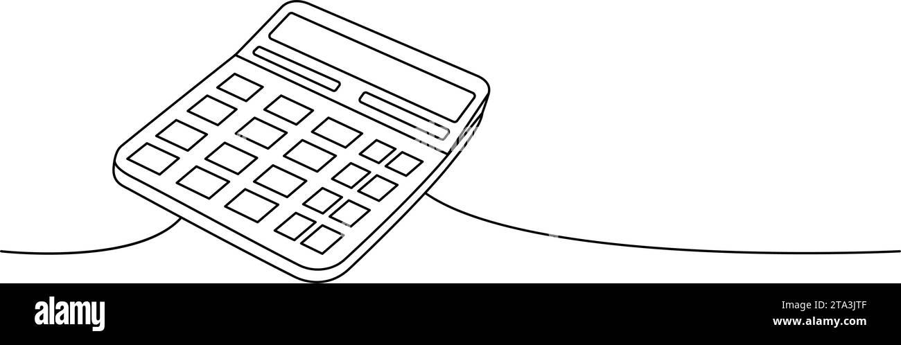 School calculator, office supplies one line continuous drawing. Back to ...