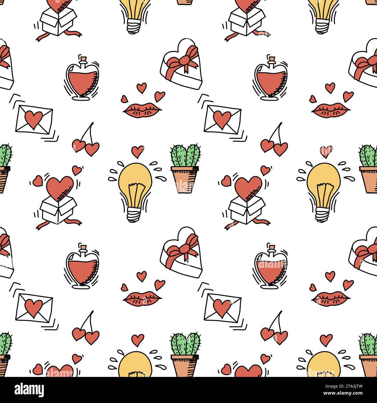 Vector illustration. Romantic doodle pattern for Valentines Day Stock ...