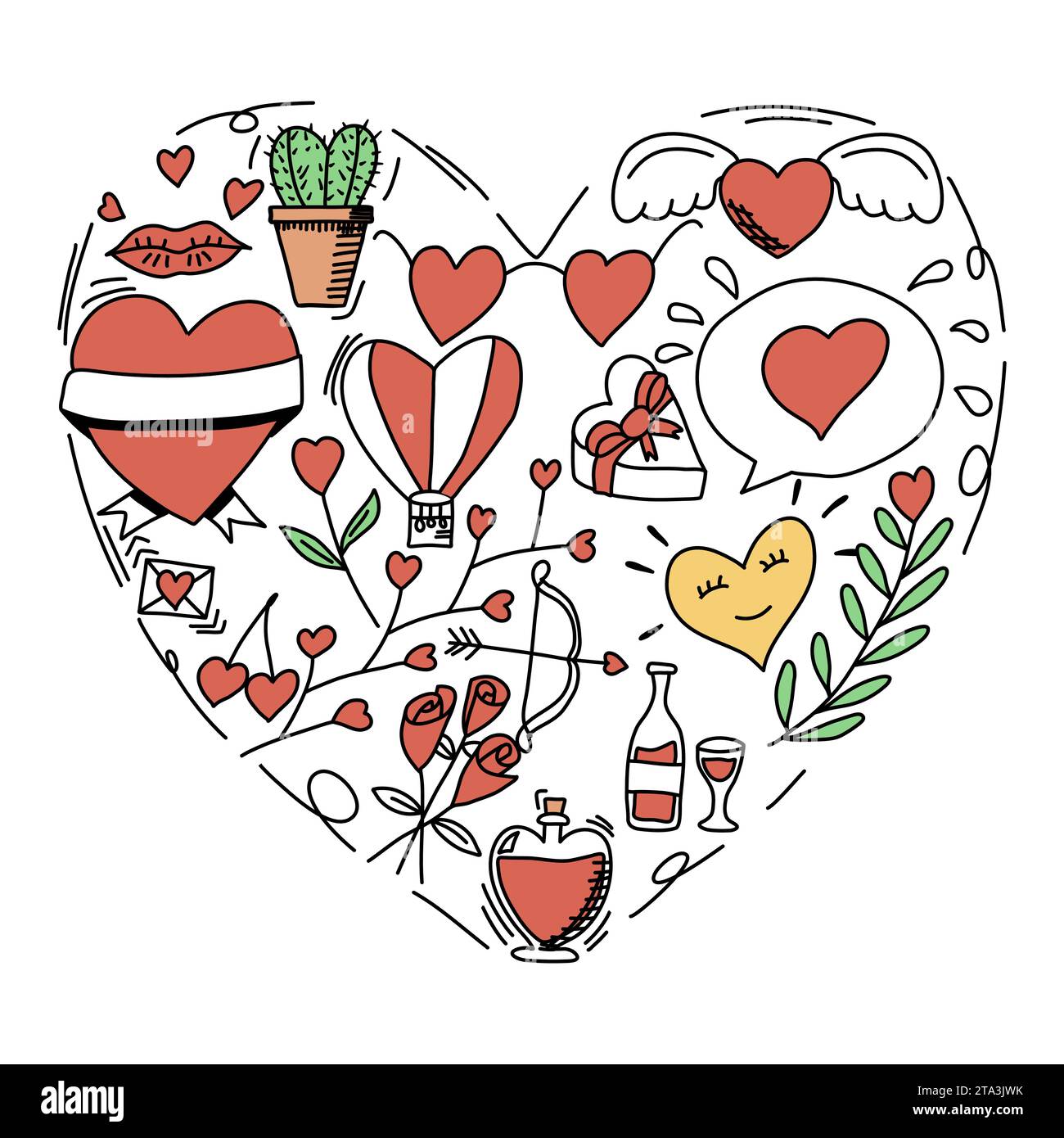 Romantic doodle for Valentines Day, vector illustration Stock Vector ...