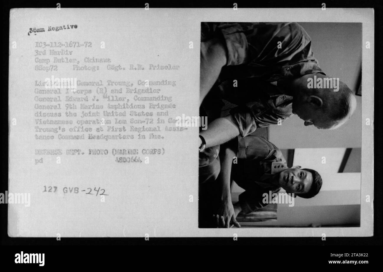 Lieutenant General Troung and Brigadier General Edward J. Miller ...