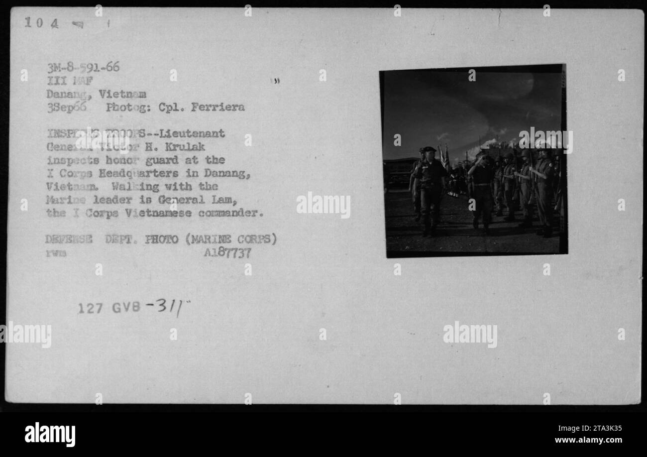 Lieutenant General Victor H. Krulak, alongside General Lam, inspects an ...