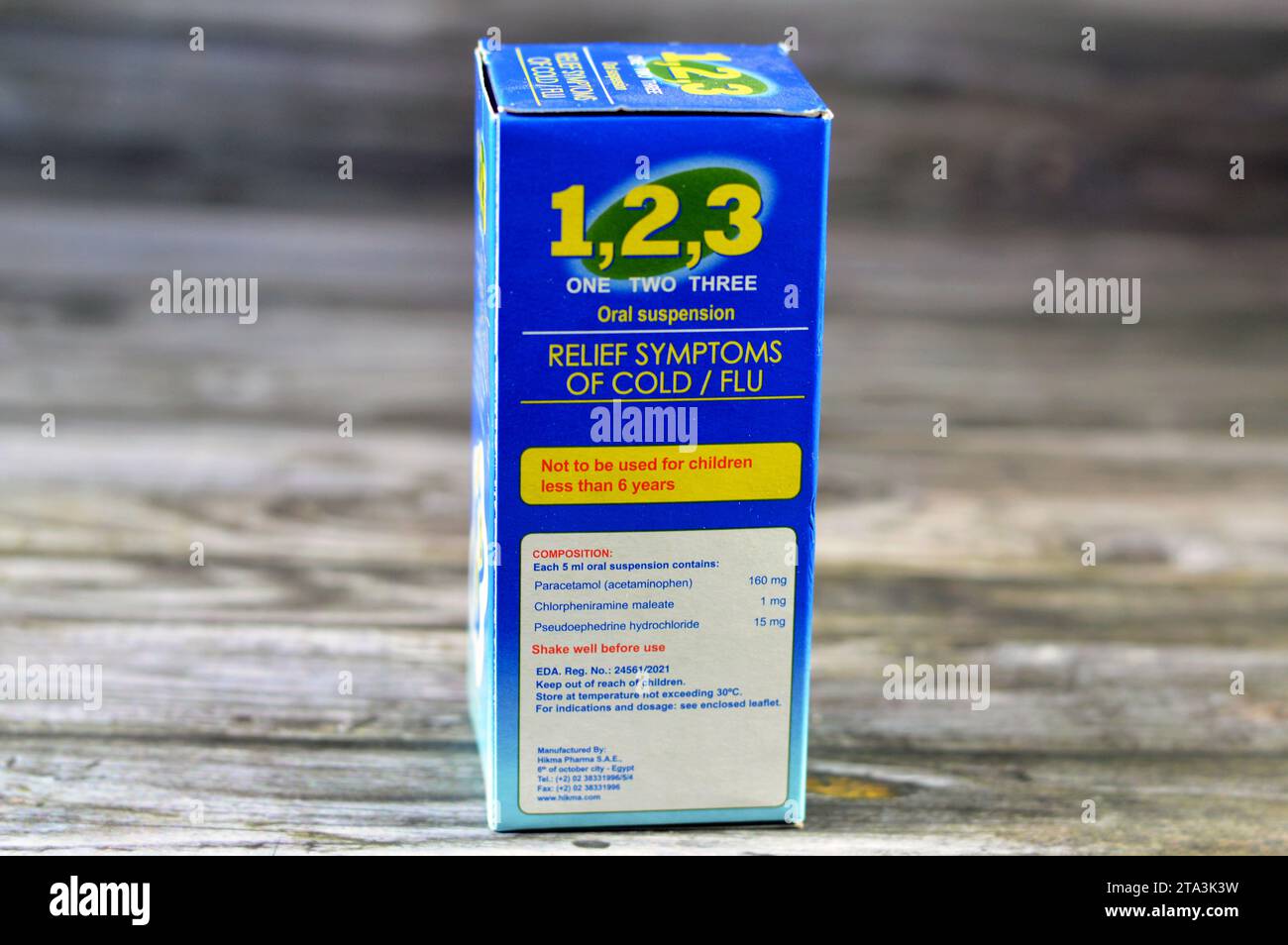 Cairo, Egypt, November 20 2023: One Two Three 123 cold flu oral ...