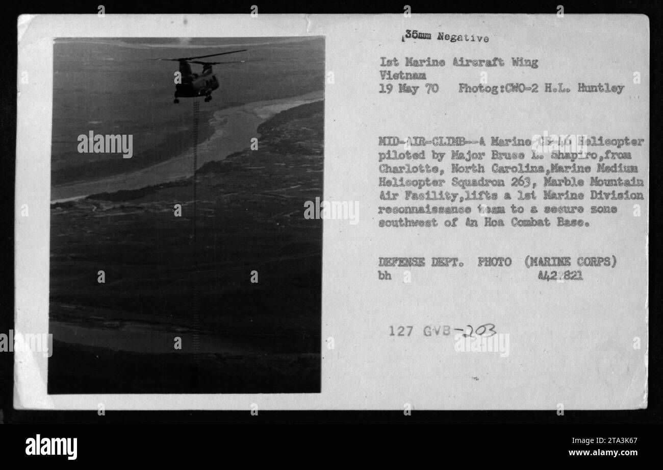 On May 19, 1970, a CH-46 helicopter piloted by Major Cruse L. Shapiro ...