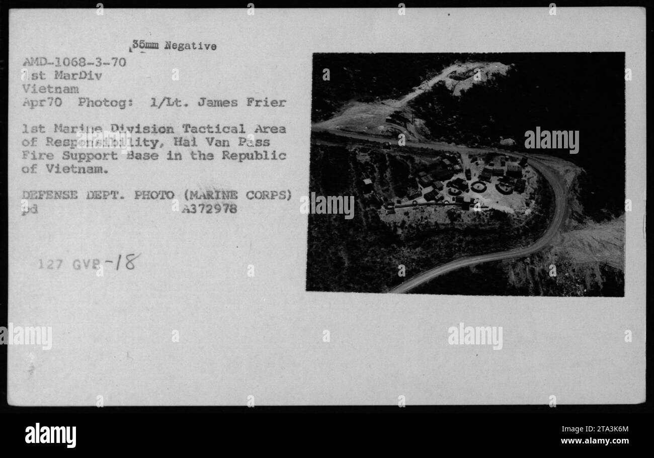 Aerial photograph of Hai Van Pass Fire Support Base in Vietnam, taken ...