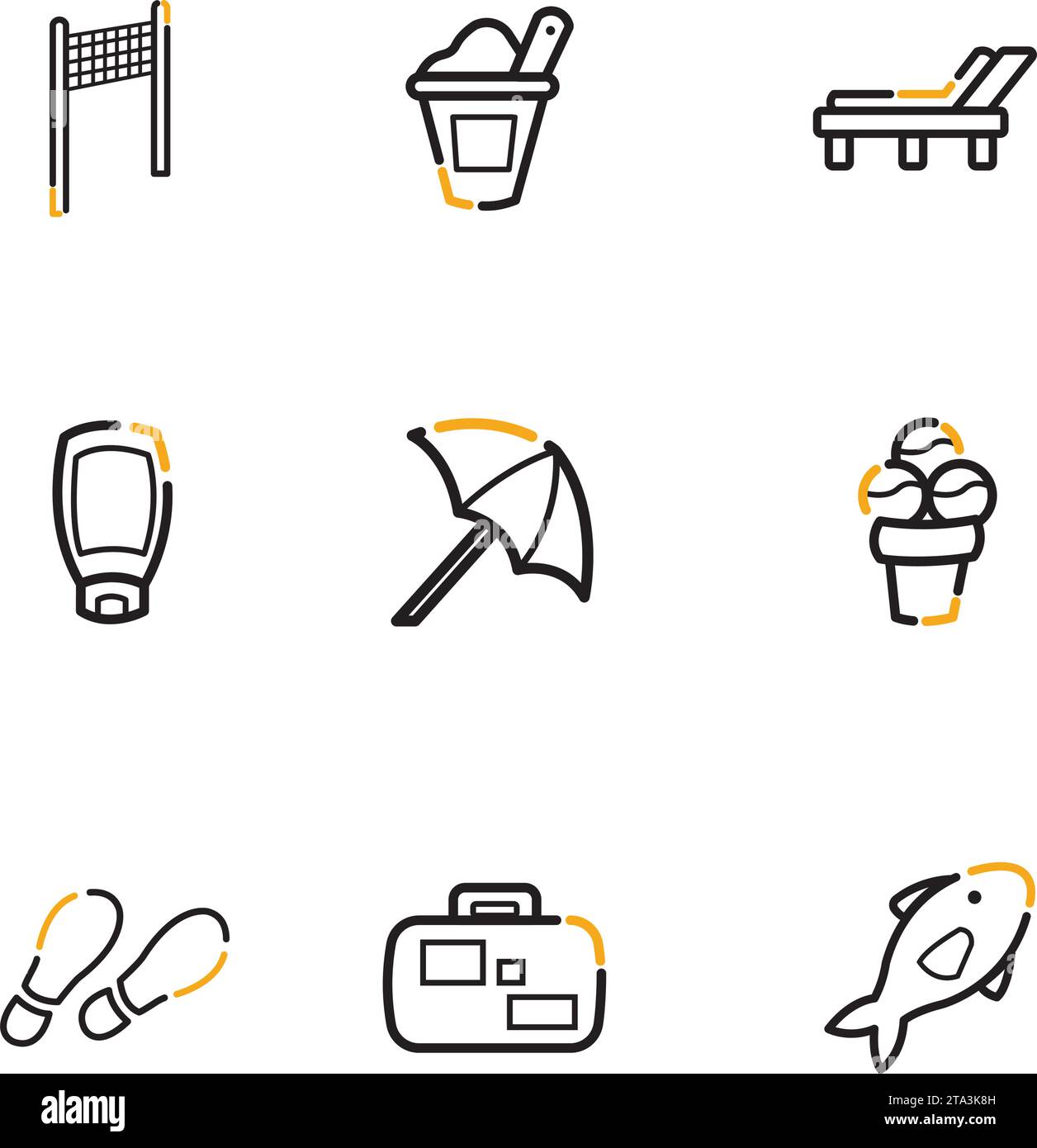 Set of different summer icons Flat design Vector Stock Vector Image ...