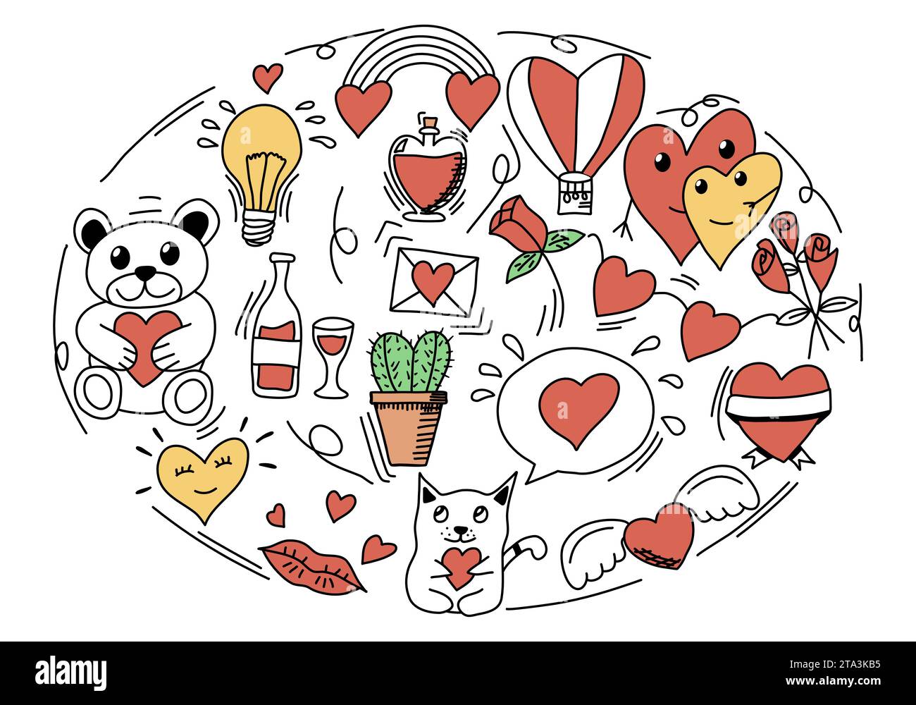 Romantic doodle for Valentines Day, vector illustration Stock Vector ...