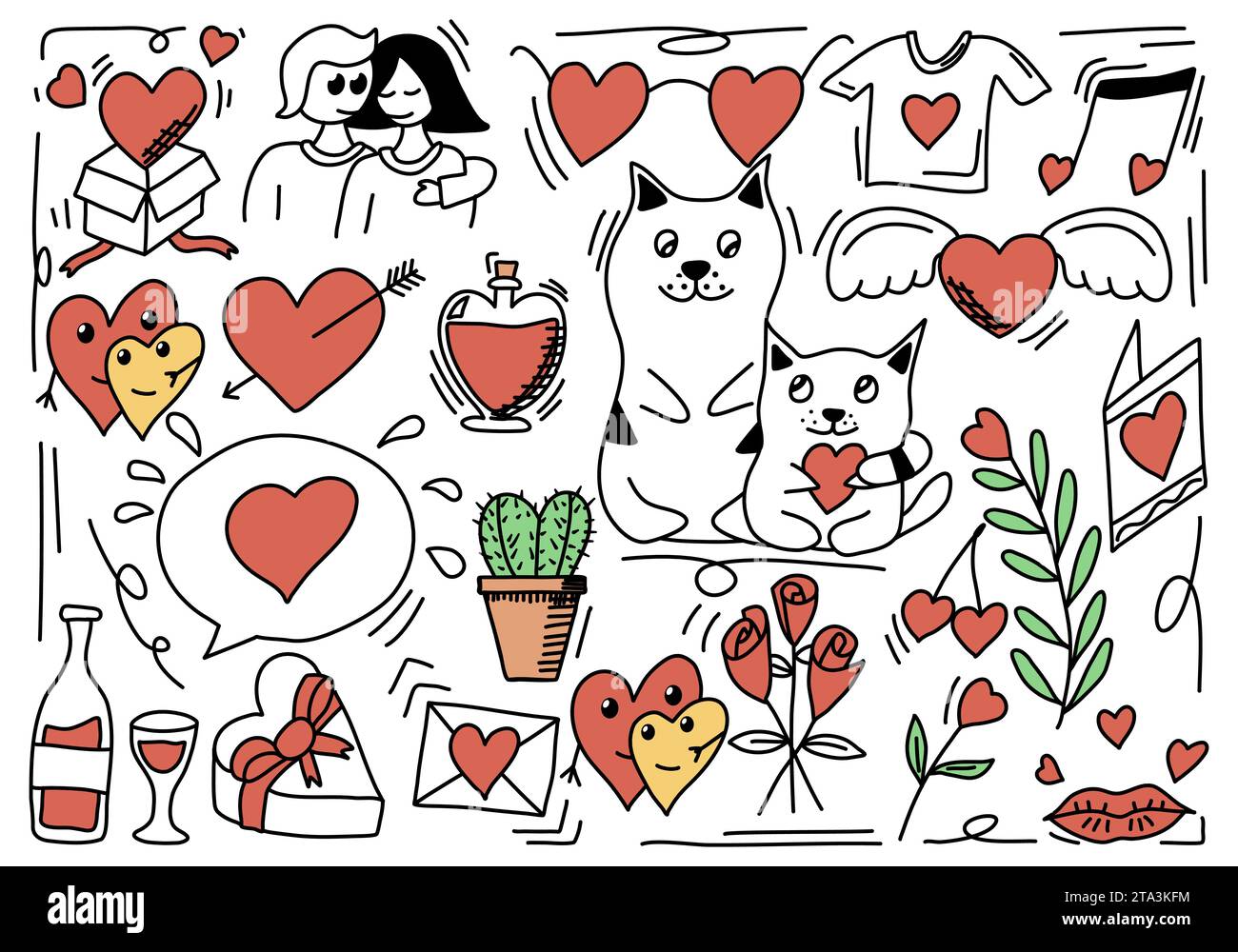 Romantic doodle for Valentines Day, vector illustration Stock Vector ...