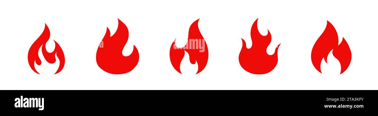 Fire black solid icons. Flame vector silhouette Stock Vector Image ...