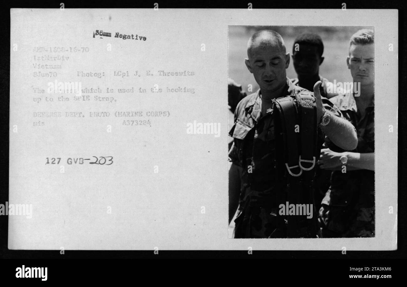 On June 8, 1970, a soldier in Isterliv, Vietnam, secured into a SPIE ...