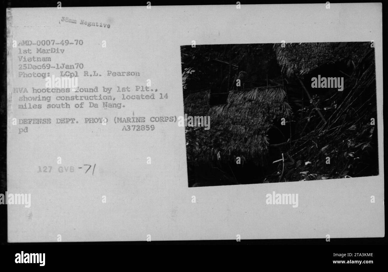 Marines of the 1st Marine Division discovered NVA hootches and captured ...