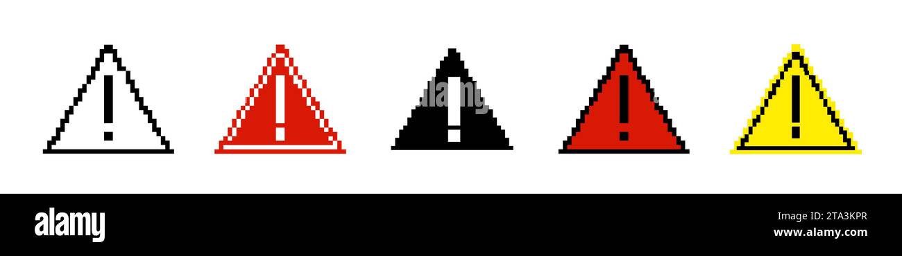 8 bit caution triangle road sign icon Stock Vector Image & Art - Alamy