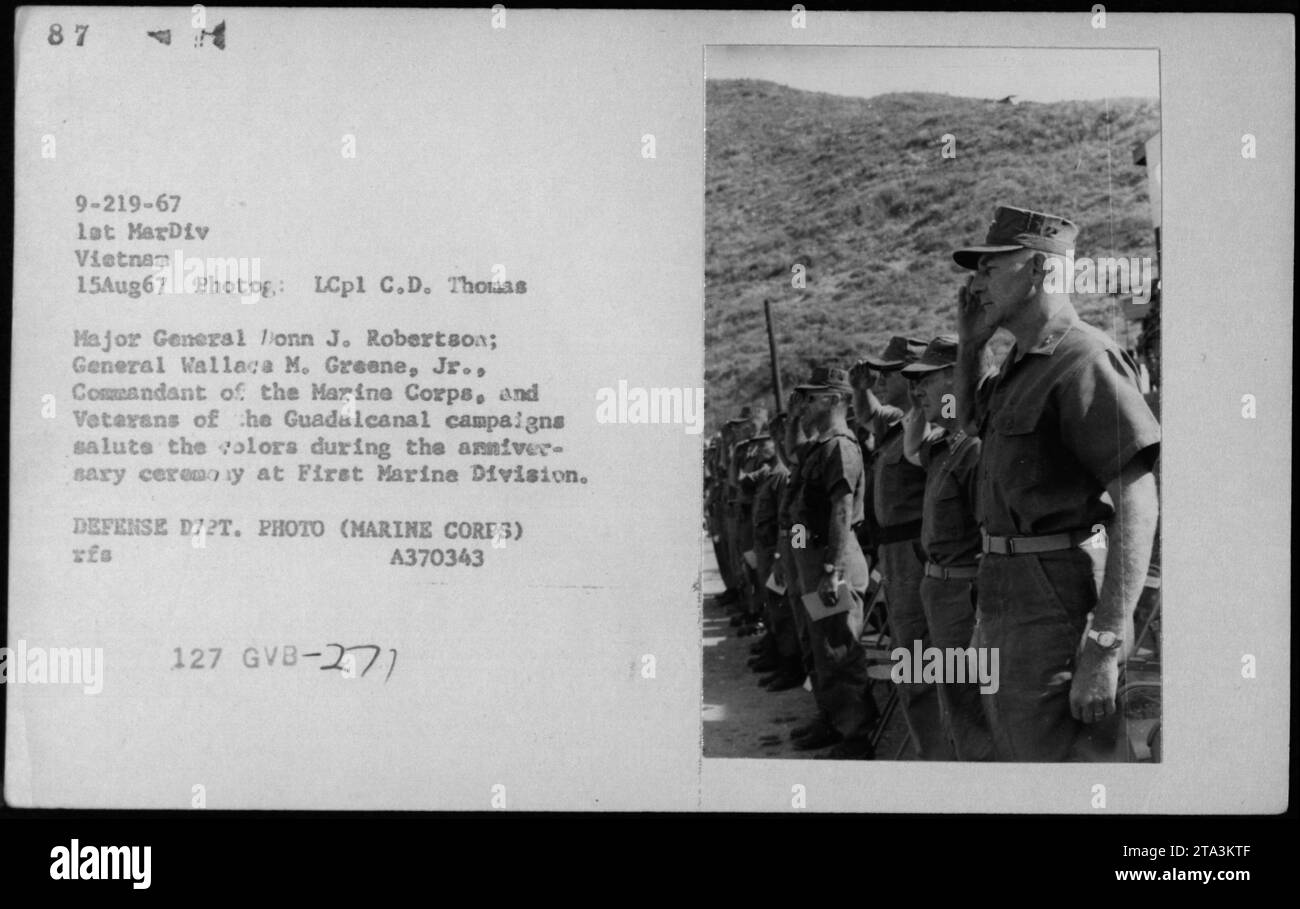Major General lonn J. Robertson, General Wallaca M. Greene Jr., and ...
