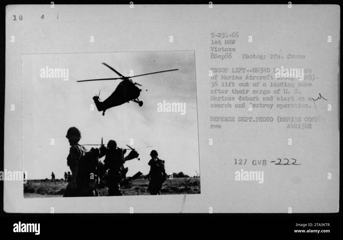 On September 8, 1966, a UH-34 helicopter from Marine Aircraft Group 36 ...