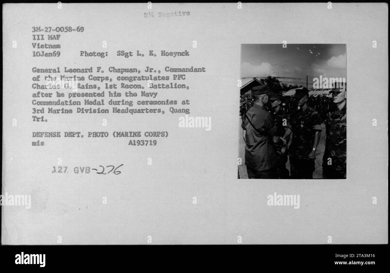 General Leonard F. Chapman, Jr., Commandant of the Marine Corps ...