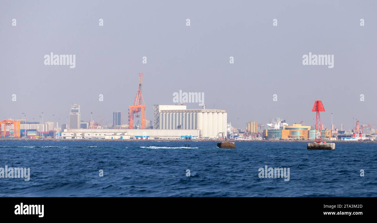 Panoramic seaside view of Jeddah Islamic Seaport, Saudi Arabia Stock ...