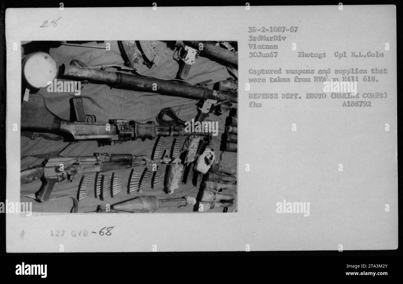 Image depicting captured weapons and supplies taken from the North ...
