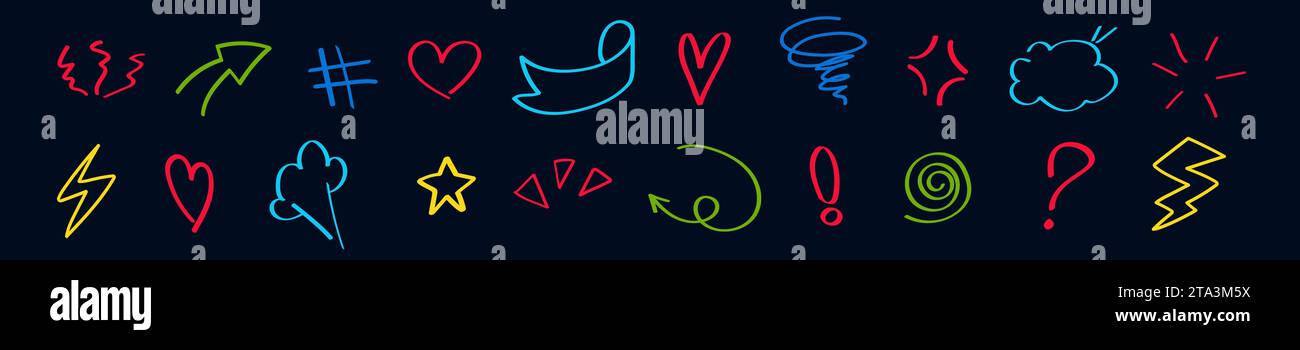 Line doodle cartoon cute hand drawn sketch element Stock Vector Image ...