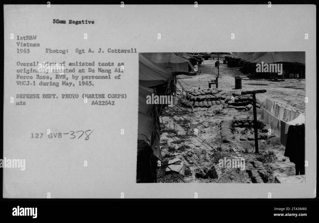 Enlisted tents at Da Nang Air Force Base, RVN, as originally set up by ...