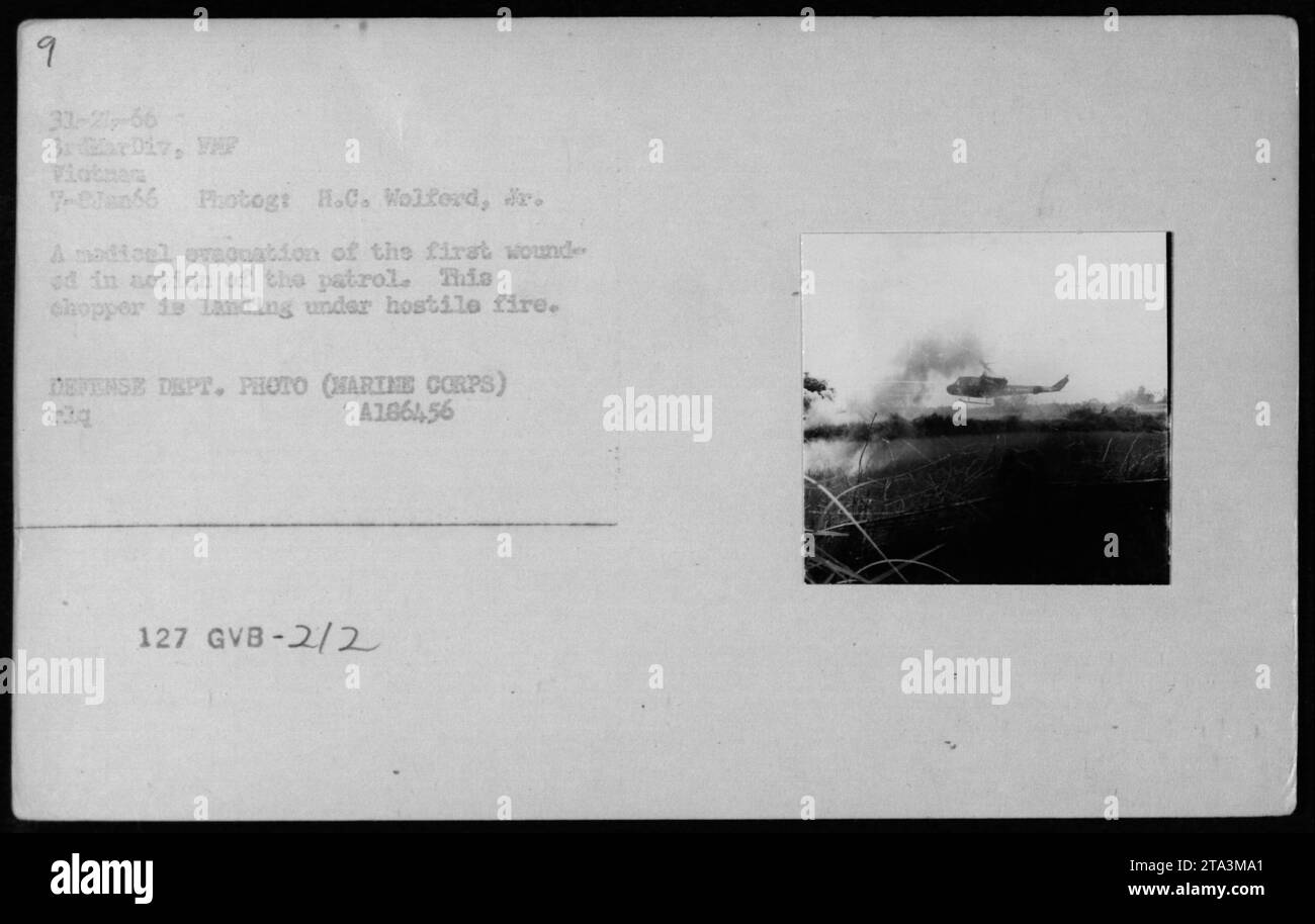 On January 7, 1966, a U.S. Marine Corps helicopter performs a medical ...