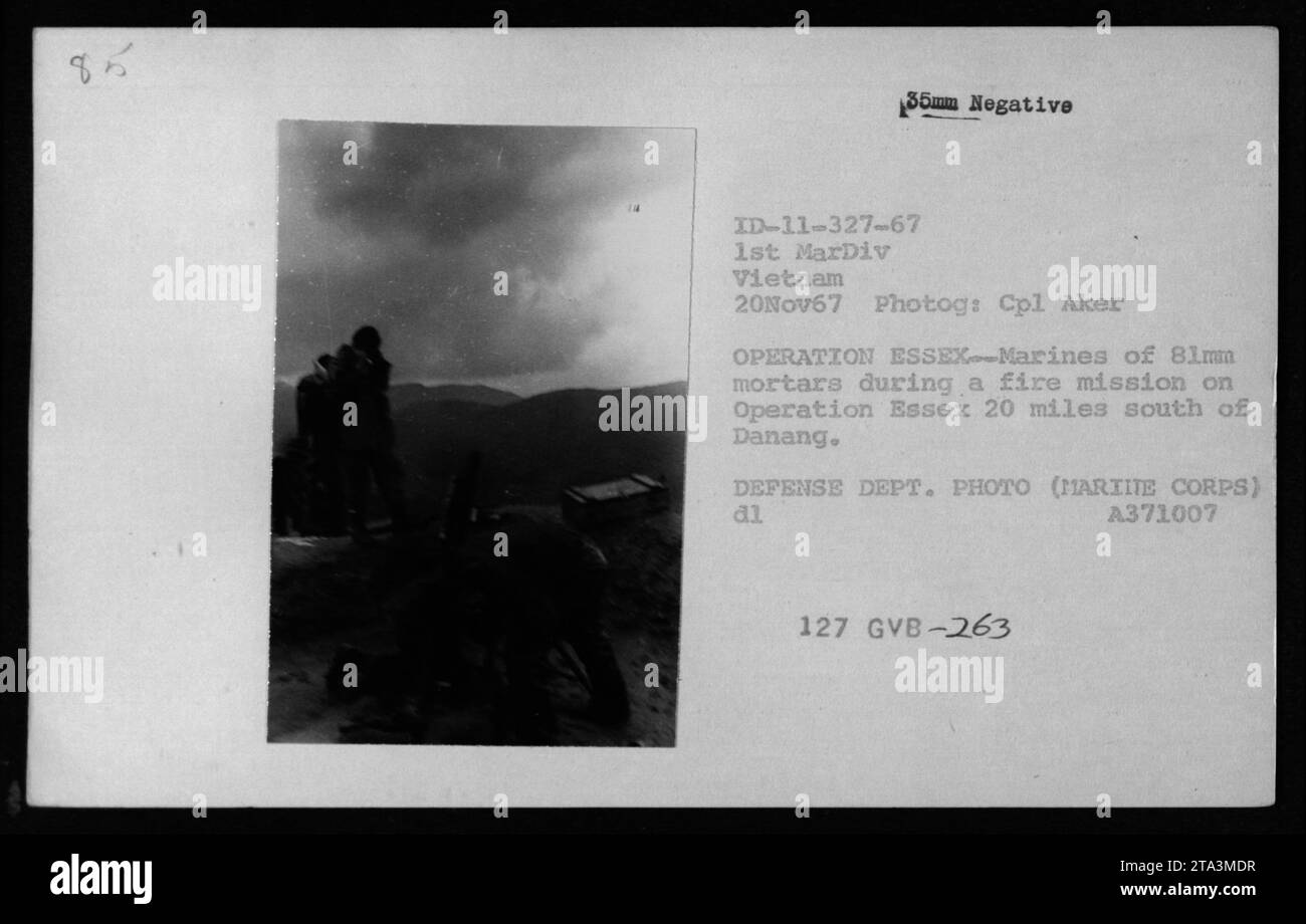 Marines of the 1st MarDiv conduct a fire mission using 81mm mortars ...