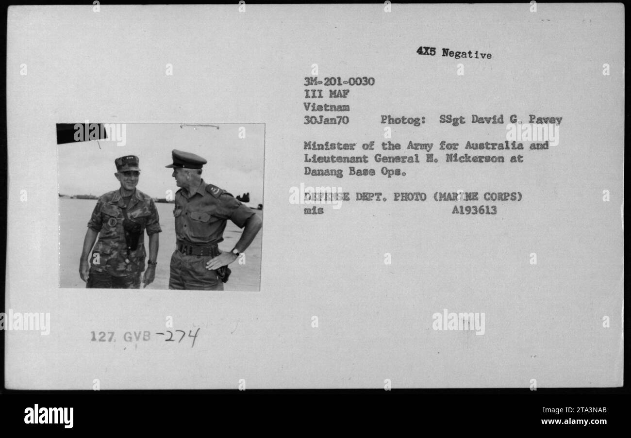 The Australian Minister of the Army and Lieutenant General H. Nickerson ...