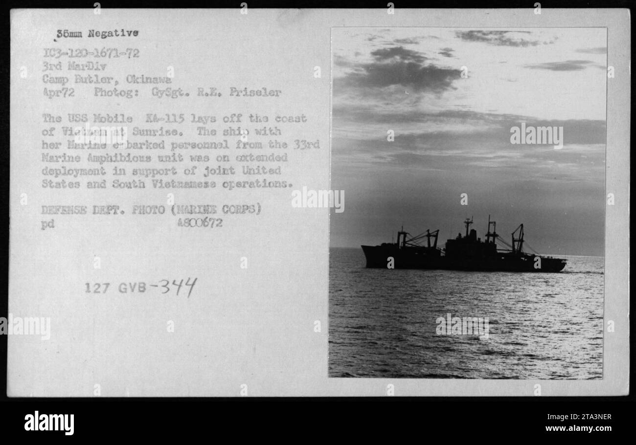 USS Mobile KA-115, part of the 33rd Marine Amphibious Unit, was off the ...
